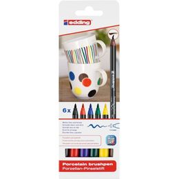 Porzellan-Pinselstift Edding 4200 1-4mm Packung mit 6 Farben | Gr.: onesize