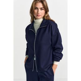 Richroyal Damen RICHROYAL Sweatjacke Tunnelzug-Saum, Stehkragen, regular fit blau M
