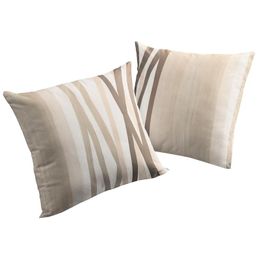 WIRTH Dekokissen &raquo;BROOKLYN&laquo; Kissenh&uuml;lle ohne F&uuml;llung, 2 St&uuml;ck braun Polyester B/L: 40cm x 40cm, 2 Stk.