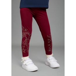 Kidsworld M&auml;dchen Kidsworld Leggings &raquo;Glitzernde Leggings mit Strass besetzt: GLITZER PFERD&laquo; Mit Glitzer Pferd verziehrt rot 116/122, N-Gr