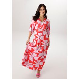Aniston Selected Damen Aniston SELECTED Maxikleid mit weiten, 3/4-langen &Auml;rmeln rot 42, N-Gr