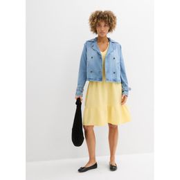 bonprix Damen bonprix Sweatkleid f&uuml;r entspannten Look, Oversized-Kleid, aus Musselin, aus Baumwolle gelb 52, N-Gr