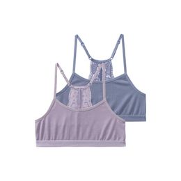 Buffalo M&auml;dchen Bustier Packung, 2 Stk. Ringer&uuml;cken aus sch&ouml;ner Spitze lila 170/176, N-Gr