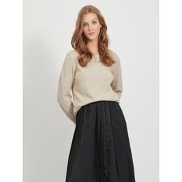 Vila Damen Rundhalspullover &raquo;VIRIL O-NECK L/S KNIT TOP - NOOS&laquo; Viskosemischung, regular fit beige XL