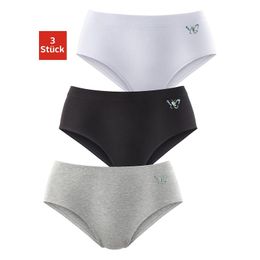 Petite Fleur By Lascana Damen petite fleur by Lascana Formslip 3er-Pack, shape wear, unifarben, mit Schmetterlingsdruck, Baumwollmischung schwarz-wei&szlig;