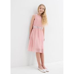 bonprix Kinder bonprix Chiffonkleid aus Chiffon, mit elastischem B&uuml;ndchen, gef&uuml;ttert rosa 140, N-Gr