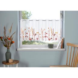 OTTO home Scheibengardine &raquo;Bille&laquo; Durchzugl&ouml;cher 1 Stk. tlg. transparent, mit einseitiger Stickerei, waschbar, Blumen braun Voile, Polyester 30cm, 