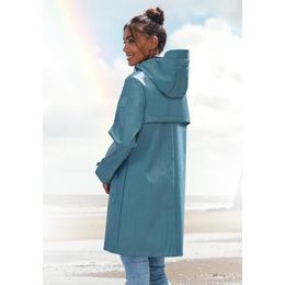 ELBSAND Damen Regenjacke mit Kapuze Mesh-Einsatz unter der R&uuml;ckenpasse f&uuml;r ausreichende Bel&uuml;ftung blau 44