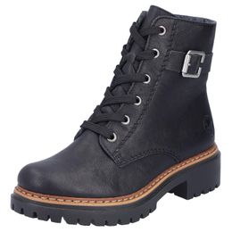 Rieker Damen Schn&uuml;rboots , Winterstiefel, Boots mit kontrastfarbener Rahmennaht schwarz 43