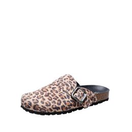 VERBENAS Damen VERBENAS Clog Hausschuh, Sommerschuh im Leo-Look braun 38