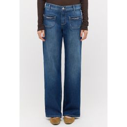Angels Damen Angels Gerade Jeans &raquo;LIZ GLORY&laquo; Wide Leg, mit Schmuckelementen an den Vordertaschen blau 40, L&auml;nge 28