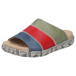 Rieker Damen Pantolette Sommerschuh, Hausschuh in Patchwork-Optik bunt 38