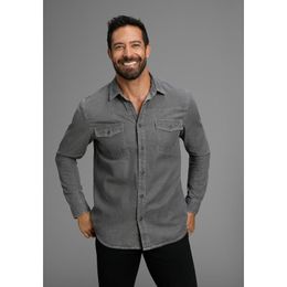 Arizona Herren Jeanshemd Western Stil grau 41/42 (L), N-Gr