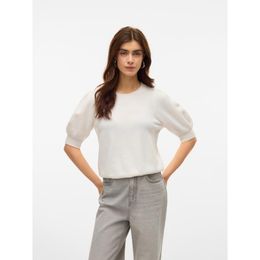 V&eacute;ro Moda Vero Moda Damen Rundhalspullover &raquo;VMDOFFY 2/4 O-NECK PULLOVER GA NOOS&laquo; Materialmix, regular fit wei&szlig; S