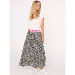 Zwillingsherz Damen Maxirock &raquo;"Wild Love Leo"&laquo; Animal Muster, Gummizug, Viskose, kn&ouml;chellang beige L/XL