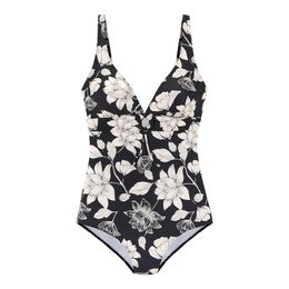 s.Oliver Damen s.Oliver Badeanzug &raquo;Lady&laquo; mit floralem Design schwarz 40, Cup B