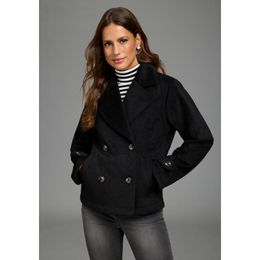 Laura Scott Damen Cabanjacke kurz Jacke in Wolloptik schwarz 46