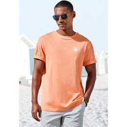 Beach Time Beachtime Herren T-Shirt &raquo;, sommerliches Shirt mit modischem Surfer Print&laquo; Regular-Fit, mit kleinem Print vorn und gro&szlig;em Print hinten orange M