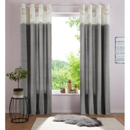 OTTO home Gardine &raquo;Louis&laquo; &Ouml;sen 1 Stk. tlg. halbtransparent, aus Bio-Baumwolle, einseitig bedruckt grau Baumwolle (Bio-Baumwolle) 125cm, &Ouml;sen, 140cm