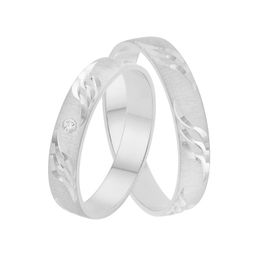Firetti Unisex Trauring &raquo;Schmuck Geschenk Gold 375 Hochzeit Ehering "LIEBE" Welle&laquo; Made in Germany, wahlweise mit oder ohne Brillant wei&szlig; 22, 0,01 SI 