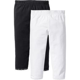 bonprix Kinder bonprix Caprileggings aus Baumwolle und Elasthan, mit elastischem Komfortbund, unifarben wei&szlig; 164, N-Gr