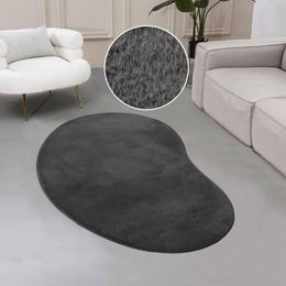 OTTO home Fellteppich &raquo;Balu Bean, Kaninchenfell&laquo; U-f&ouml;rmig 20 mm H&ouml;he Kunstfell Teppich, Modern, weich, Wohnzimmer, Schlafzimmer grau Kunstfaser B : 