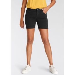 Arizona Damen Jeansshorts &raquo;Ultra-Stretch&laquo; extra eng geschnitten, krempelbare Beinabschl&uuml;sse schwarz 34, N-Gr