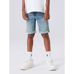 name it Herren Jeansshorts &raquo;NKMSILAS SLIM DNM L SHORT&laquo; Baumwollmischung, Stretch, Umschlagsaum blau 98, N-Gr