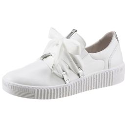 Gabor Damen Slip-On Sneaker Schn&uuml;rschuh, Halbschuh, Slipper mit aufgesetzter Zierschn&uuml;rung silber 36