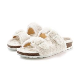 Vivance Dreams By Lascana Damen Vivance Dreams by Lascana Pantolette &raquo;Hausschuh, Pantoffel,&laquo; mit kuscheligem, warmen Fellimitat und Korkfu&szlig;bett beige 