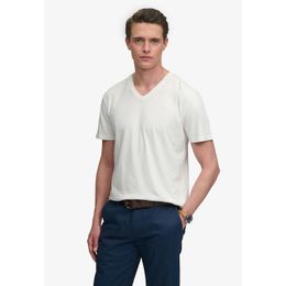 Superdry Herren Rundhalsshirt &raquo;CLASSIC COTTON LINEN VEE&laquo; Baumwollmischung, relaxed fit aus luftig leichtem Baumwoll-Leinen-Mix wei&szlig; XXL