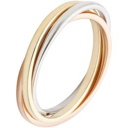 Firetti Damen Goldring &raquo;Schmuck Geschenk Gold 375 verschlungene Tricolor-Optik&laquo; Made in Germany rosa 58, Gelbgold 375 Ros&eacute;gold 375 Wei&szlig;gold 375, 1,5mm