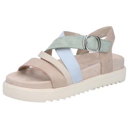 Rieker Damen Plateausandale Sandalette, Urlaubsschuh, Sommerschuh mit Klett-Riemchen 42