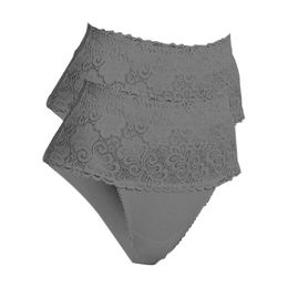 bonprix Damen bonprix Shapingslip Packung, 2 Stk. mit Spitze, mit Netzfutter, eng anliegende Passform, 2er Pack schwarz 46, 2 Stk.
