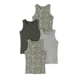 name it Kinder Unterhemd &raquo;NKMTANK f&uuml;r Jungen mit Streifen im 4er-Pack&laquo; Packung, 4 Stk. gestreift, casual, regular fit, Baumwollmischung, Rundhals grau