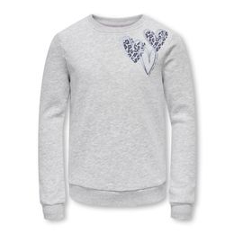 Kids Only Damen KIDS Only Sweatshirt &raquo;KOGMARY LIFE L/S O-NECK BOX SWT&laquo;, mit tollem Folienprint grau 122/128