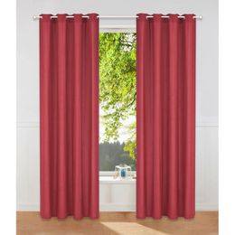 OTTO home Vorhang &raquo;Raja&laquo; &Ouml;sen 2 Stk. tlg. einfarbig, Einfache Montage, Pflegeleicht, &Ouml;sen, 2 er Pack, uni rot Polyester, Recyceltes Material 175cm, 
