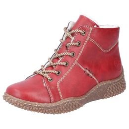 Rieker Damen Winterboots Schn&uuml;rboots, Stiefelette, High Top Sneaker mit Innenrei&szlig;verschluss rot 36