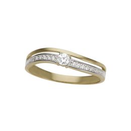 Firetti Damen Goldring &raquo;Schmuck Geschenk Gold 333 bicolor, mehrreihige Optik&laquo; mit Zirkonia (synth.) wei&szlig; 18, Gelbgold 333, 2mm
