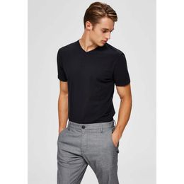 Selected Herren Selected V-Shirt &raquo;SLHNEWPIMA SS V-NECK TEE B NOOS&laquo; schwarz S