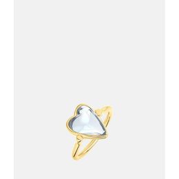 Liebeskind Berlin Damen Fingerring &raquo;Schmuck Geschenk Glass Heart Ring&laquo; mit Glasstein silber 56, Edelstahl, 2mm