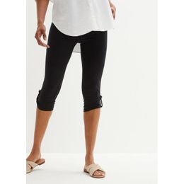 bonprix Damen bonprix Caprileggings Skinny Fit, mit seitlichem Knopf-Detail, aus Baumwollmaterial 44/46 (L), N-Gr
