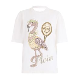 Philipp Plein Open Back Man Fit T-Shirt Flamingo Crystals