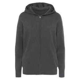ELBSAND Damen Strickjacke aus hochwertigen Strick und eingestricktem Logo, Loungewear grau 40/42