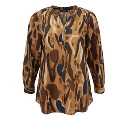 Aniston PLUS Longbluse in beige-blau-braun | Gr.: 48