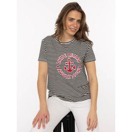 Zwillingsherz Damen T-Shirt &raquo;"Heimat Anker"&laquo; gestreift, rundes Motiv mit Anker, Rundhals M
