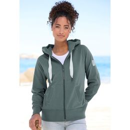 ELBSAND Damen Kapuzensweatjacke &raquo;Kelda&laquo; mit Logo-Stickerei an der Kapuze, Sweatjacke mit Kapuze, Basic blau XL (42)