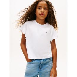 Tommy Hilfiger M&auml;dchen T-Shirt &raquo;ESSENTIAL TOP SHORT SLEEVE&laquo; Kinder bis 16 Jahre, mit R&uuml;schen, relaxed fit wei&szlig; 3 (98)