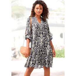 Vivance Damen Longtunika &raquo;mit Volant am Saum, lockeres Blusenkleid im Boho-Style, langarm&laquo; Luftiges Strandkleid, Sommerkleid, Tunikkleid mit 