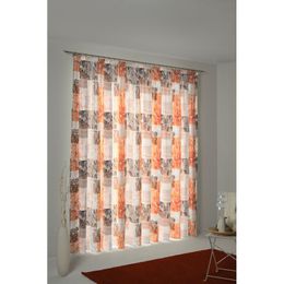WIRTH Vorhang &raquo;JOLANDA&laquo; Kr&auml;uselband 1 Stk. tlg. orange Polyester 150cm, Kr&auml;uselband, 145cm